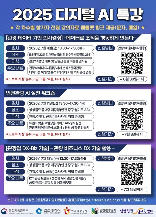 인천시, 미래형 관광인재 육성을 위한‘디지털 AI 특강’ 개최